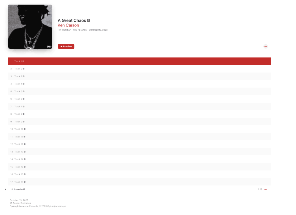 Ken Carson New Album "A Great Chaos" Releasing October 13th